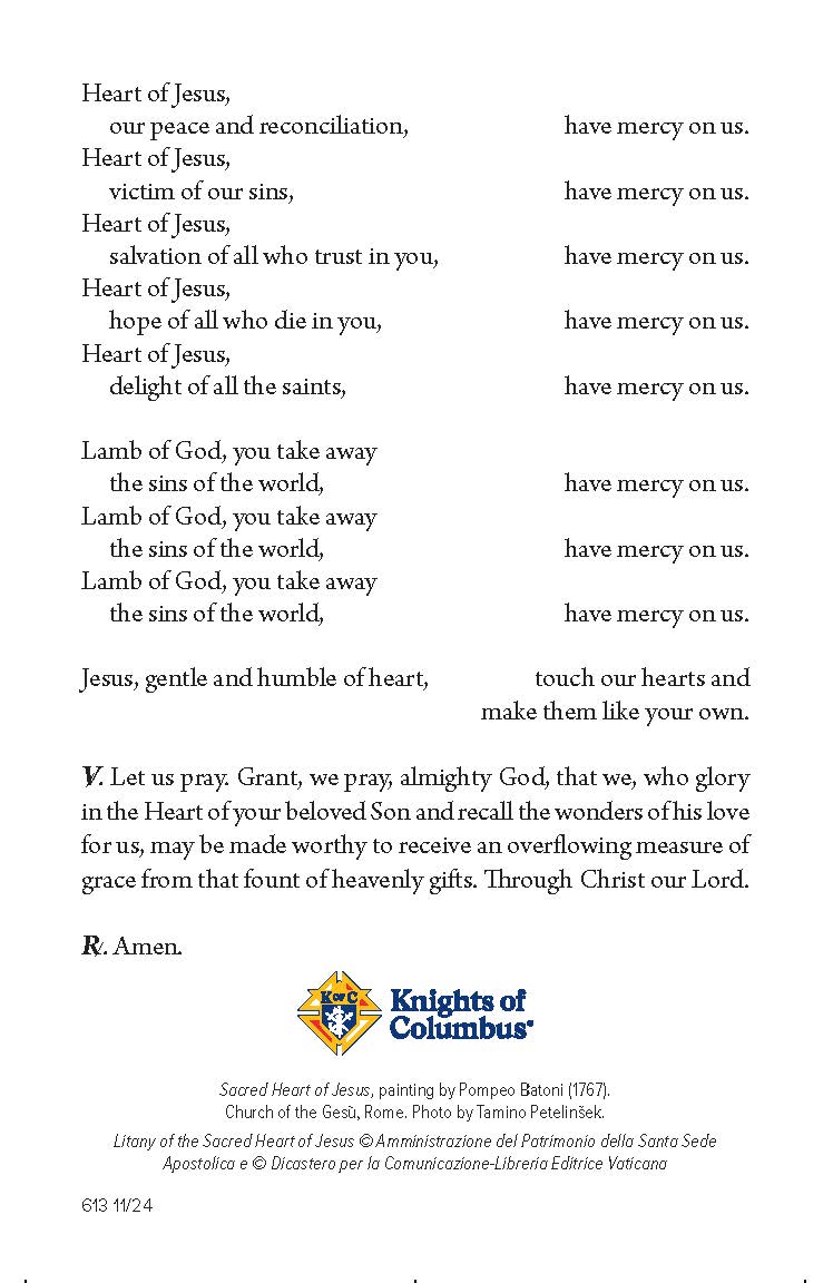 Sacred Heart Litany Card – Shop Catholic Info