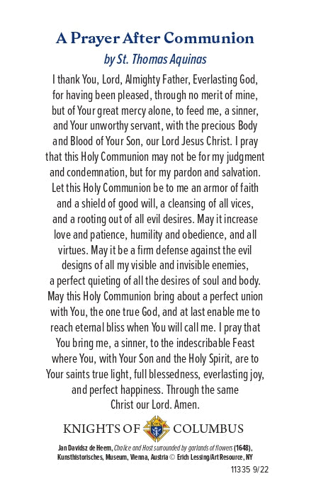 Prayer After Communion – Shop Catholic Info