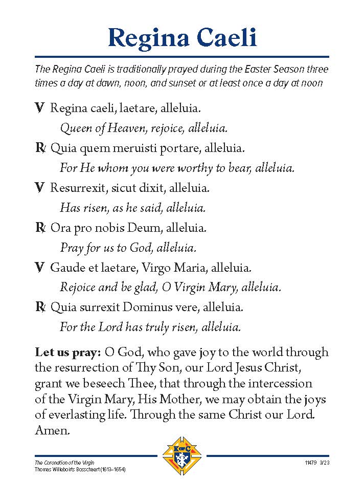 Regina Caeli Prayer Card – Shop Catholic Info