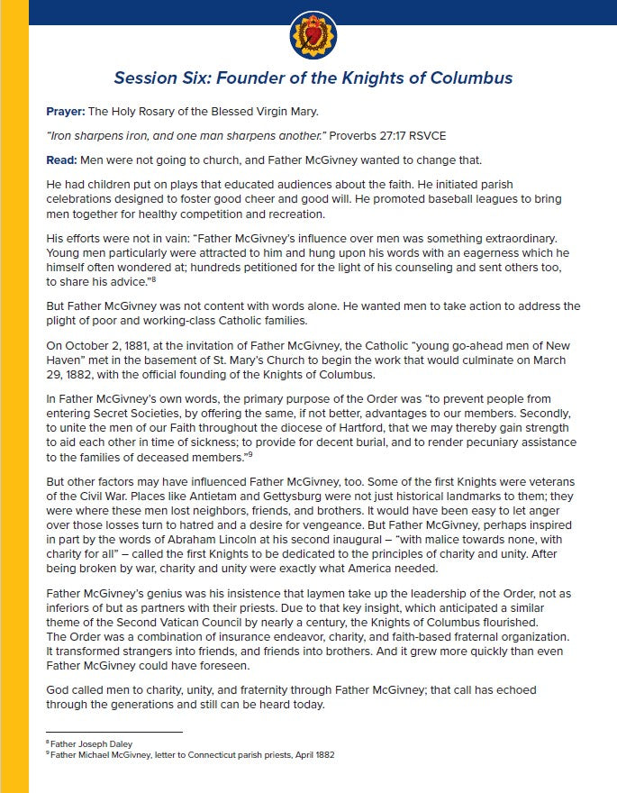 McGivney Cor Session Guide – Shop Catholic Info